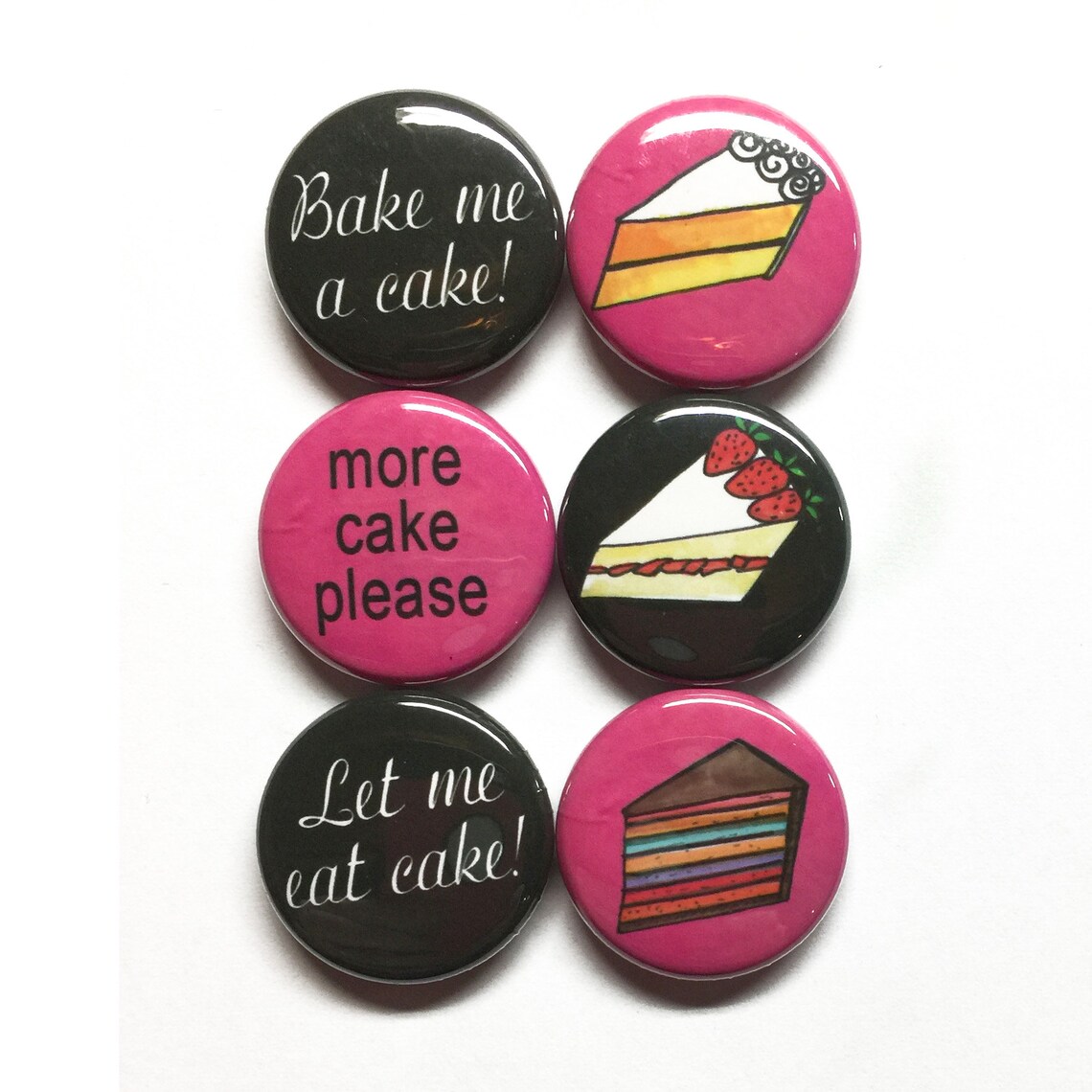 Cake Magnet or Pin Set Fridge Magnets or Pinback Buttons - Etsy