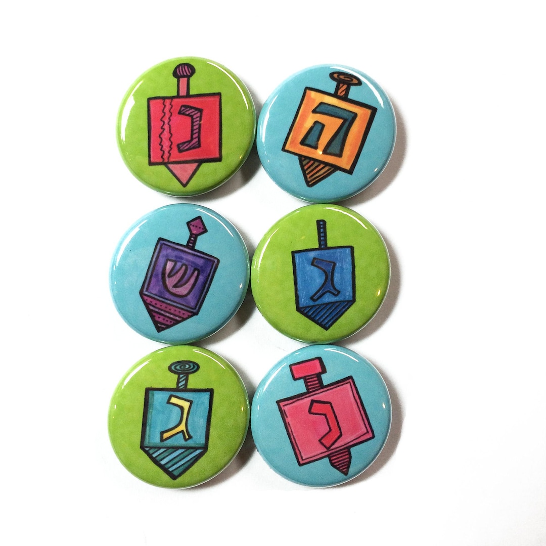 Hanukkah Dreidel Magnet or Pinback Button Set - Etsy
