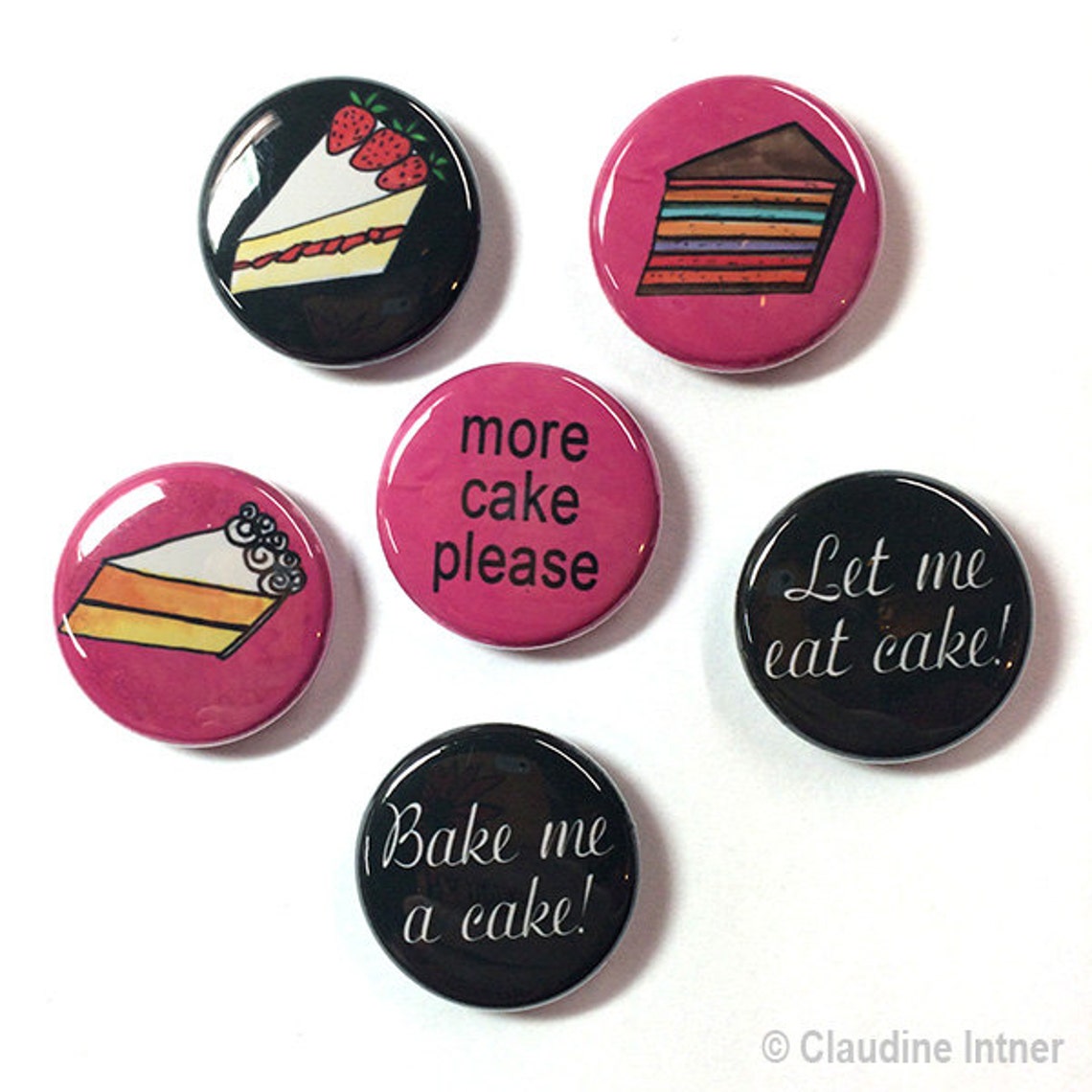 Cake Magnet or Pin Set Fridge Magnets or Pinback Buttons - Etsy