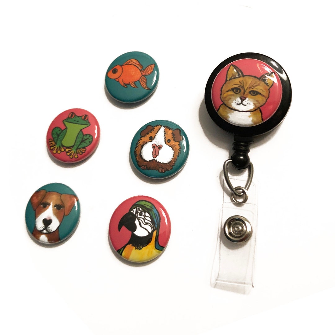 Animal Lover ID Badge Reel or Lanyard Interchangeable ID Badge Holder ...