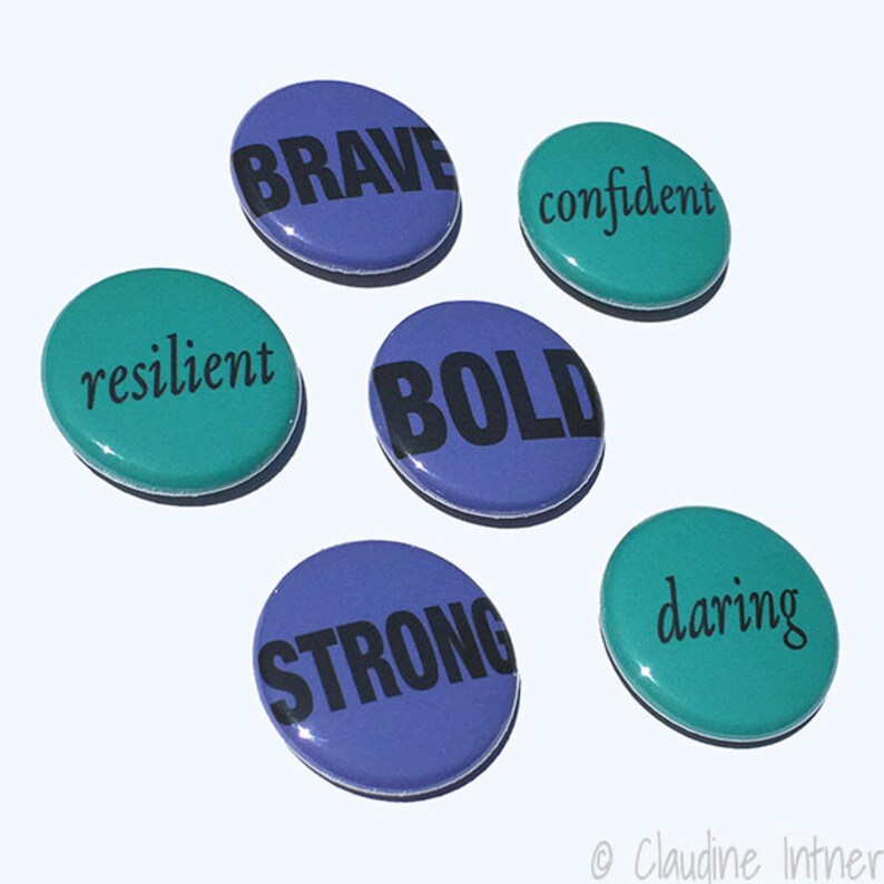 BOLD Word Magnets or Pins Strong Brave Inspirational Words - Etsy
