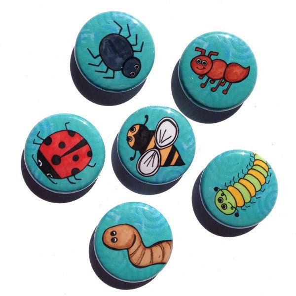 Cute Bug Magnets or Bug Pins Insect Fridge Magnet or Pinback | Etsy