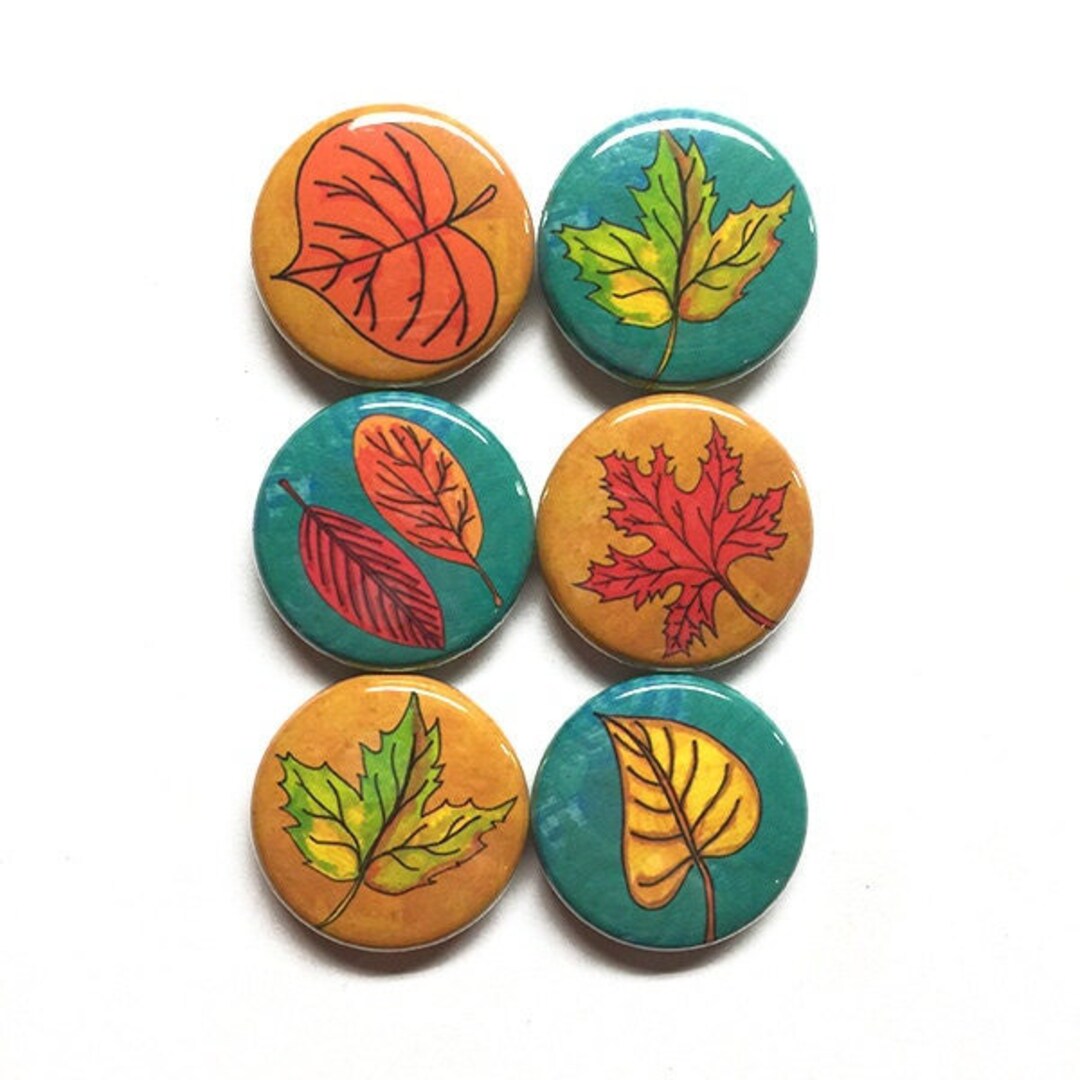 Leaf Magnets or Leaf Pins - 1 Inch Fall Leaves Magnet Set, Autumn ...