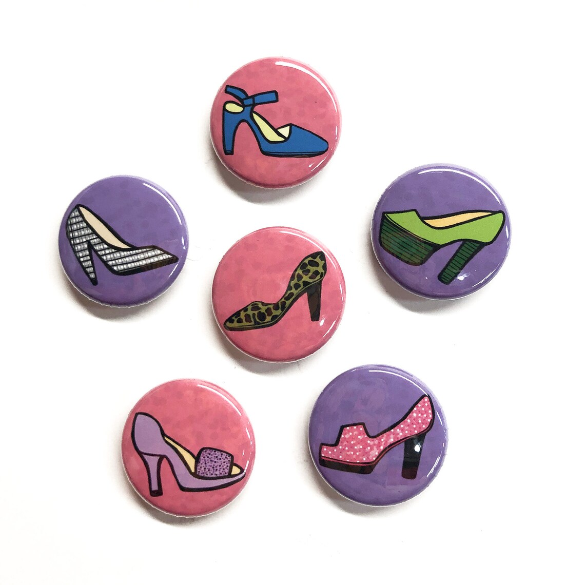 Shoe Magnet or Pin Set - High Heel Fridge Magnets or Pinback Buttons ...
