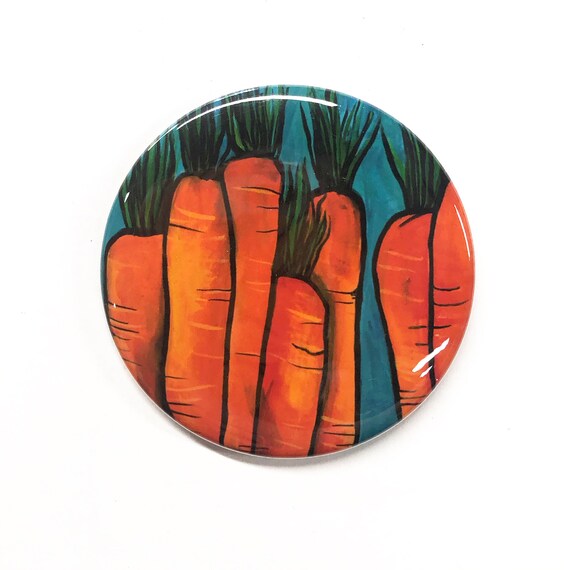 Carrot Magnet Pin Back Button or Pocket Mirror Vegetable - Etsy