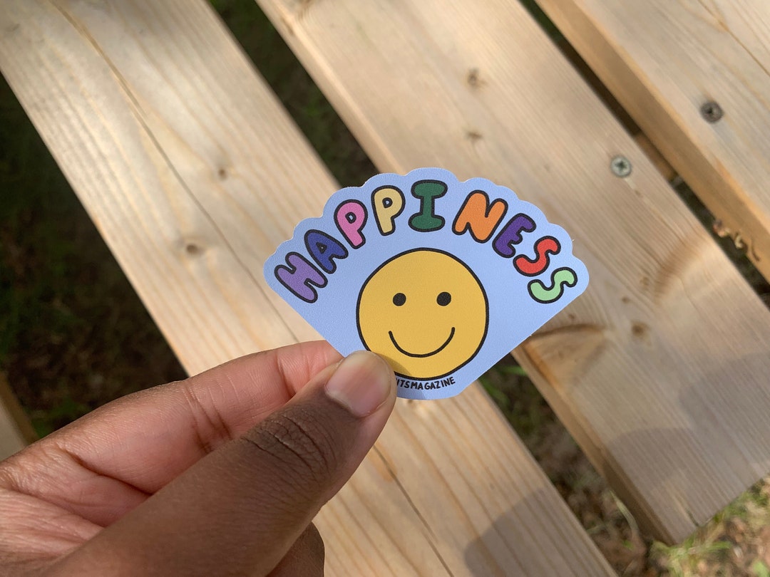 Happiness Smiley Face Sticker. Die Cut Sticker, Matt Sticker, Large ...