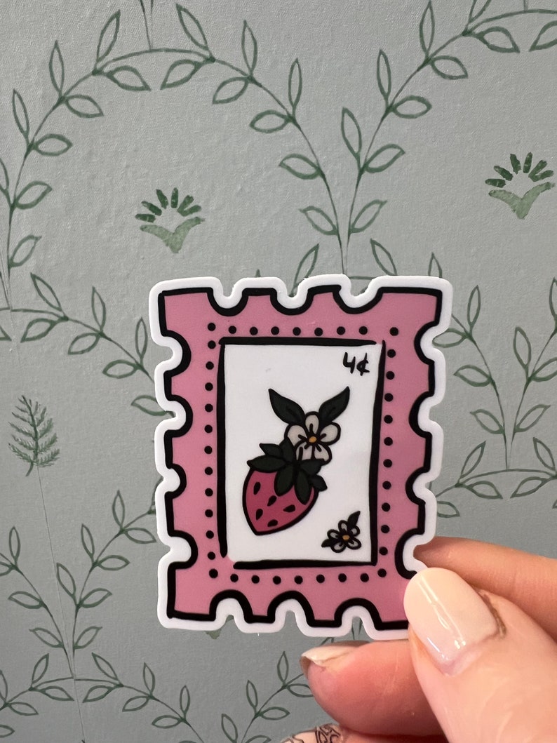 Strawberry Stamp Sticker - Etsy