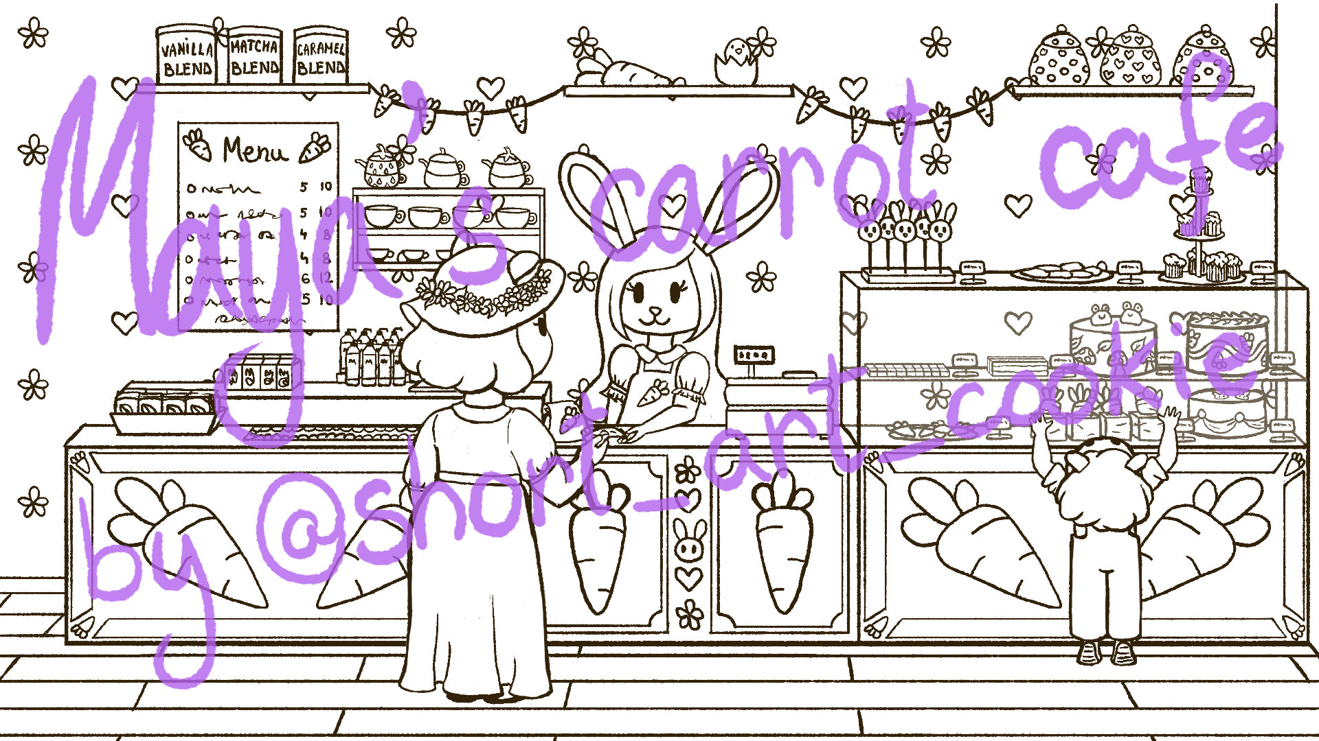 Maya's Carrot Cafe Printable Cute and Cozy Cartoony Coloring Pages - Etsy