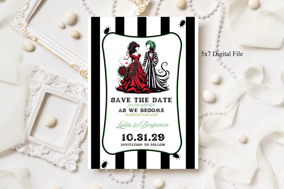 Lydia and Beetlejuice Inspired Save the Date Template - Etsy