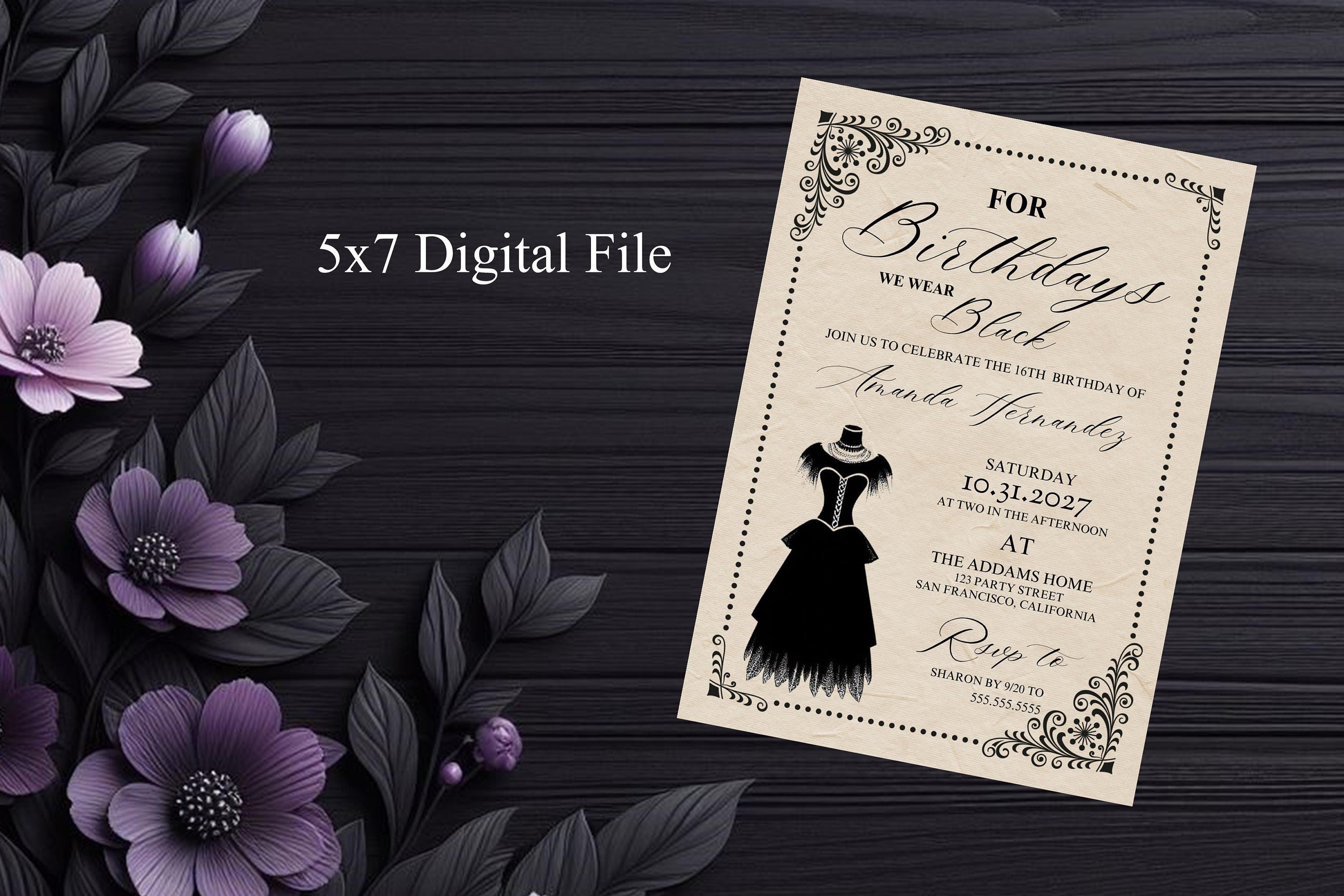 Wednesday Themed Party Invitation Digital Download - Etsy