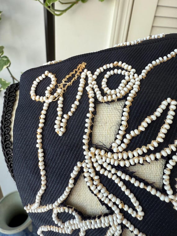 1950s AMAZING Tailored Blue and White Cut-Out Beadwor… - Gem