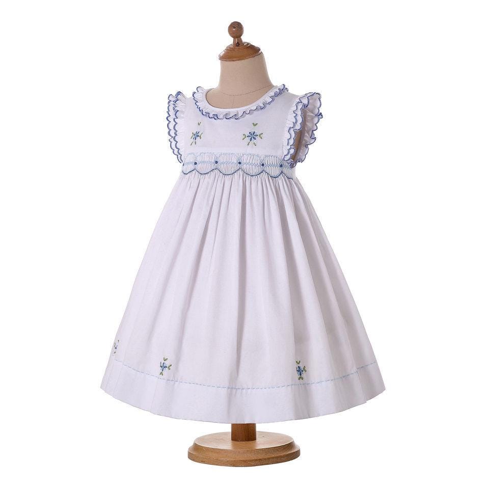 Girls White Smocked Dress - Etsy