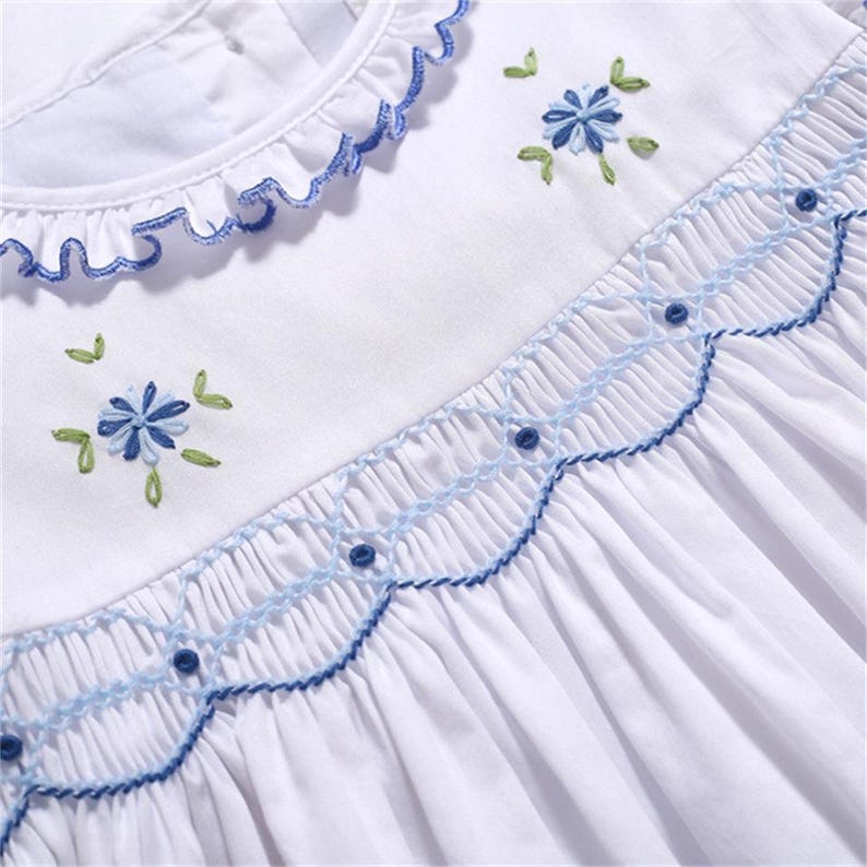Girls White Smocked Dress - Etsy