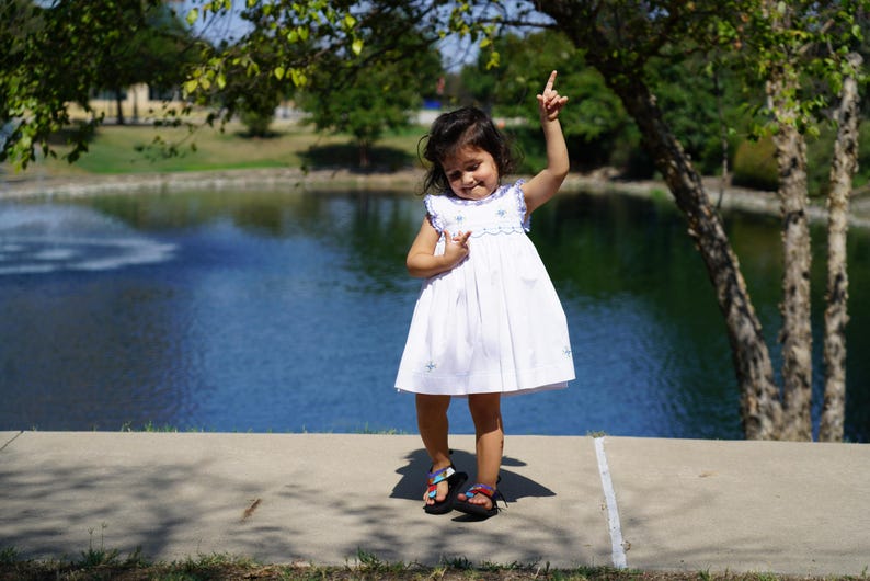 Girls White Smocked Dress - Etsy