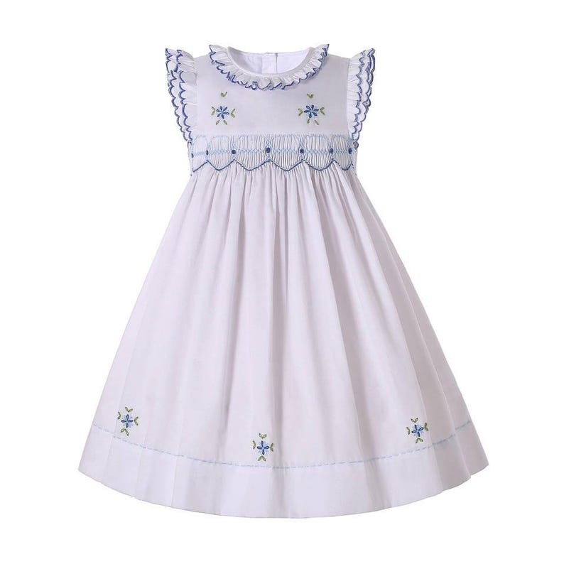 Girls White Smocked Dress - Etsy