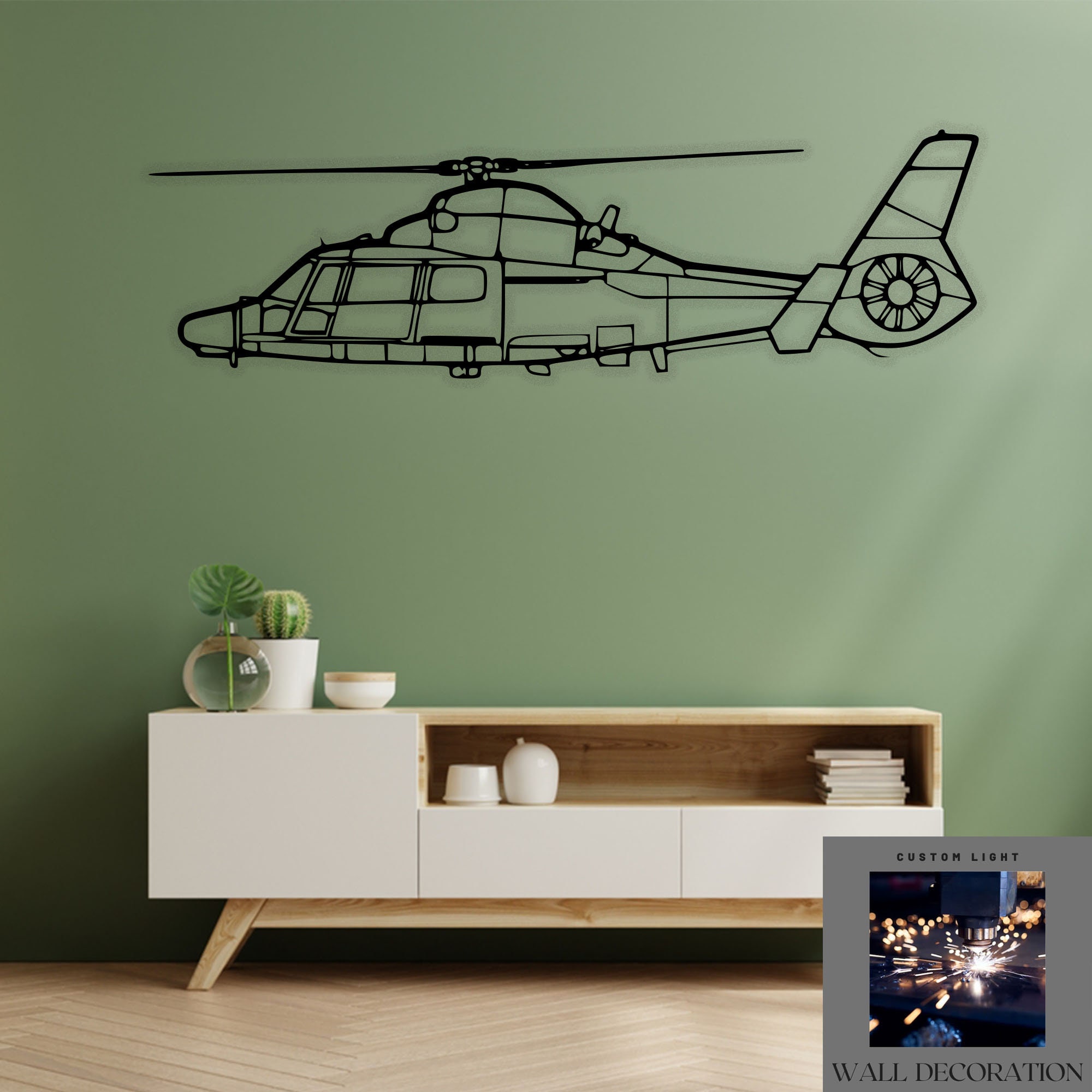 AS365 Dauphin Aircraft Silhouette Wall Art, Gifts, Metal Plane Wall ...