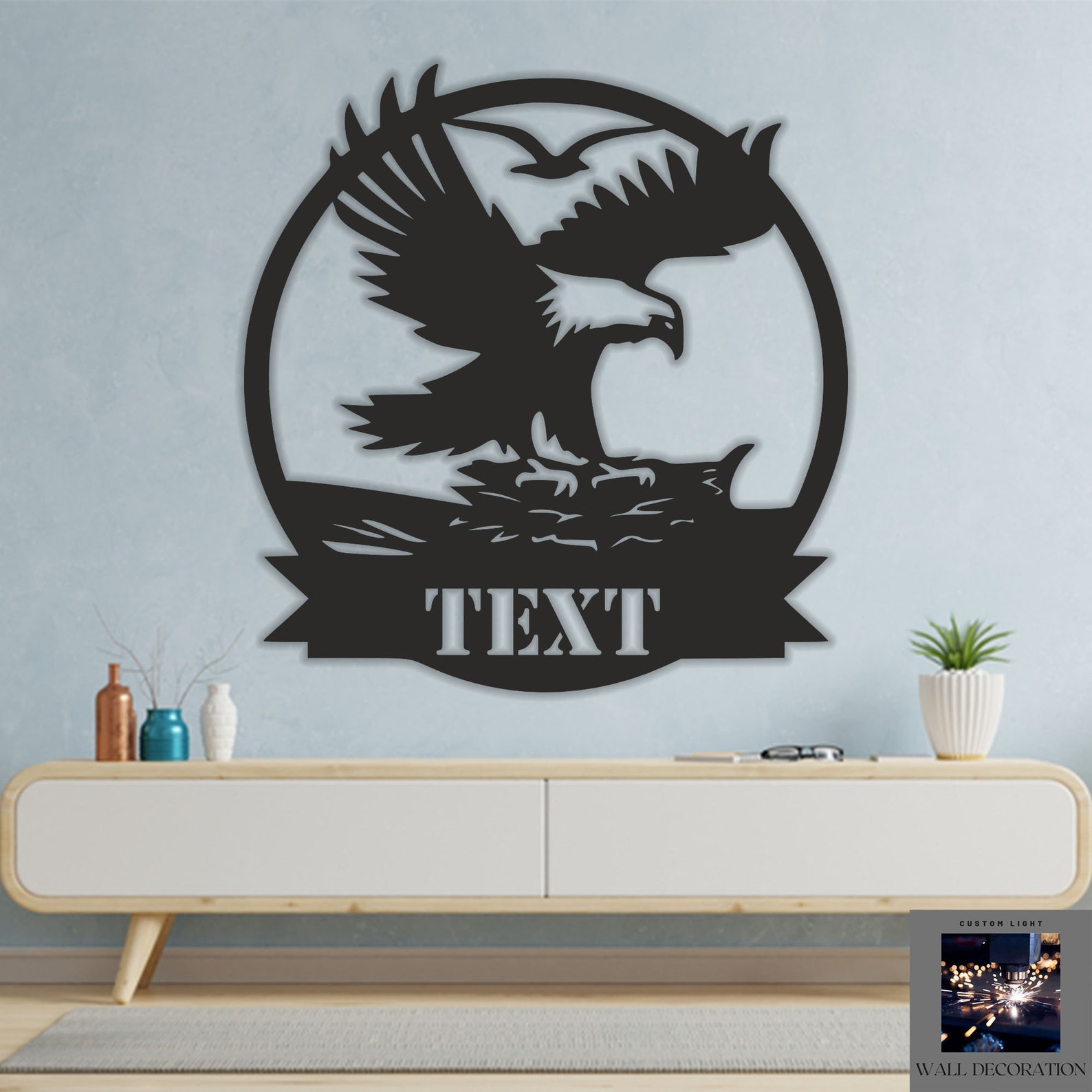 Custom Metal Eagle Sign ,personalized Eagle Name Sign, Eagle Metal Wall ...