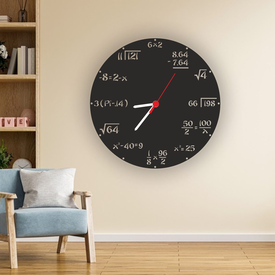 Mathematics Wall Clock, Math Lover Decor, Geeky Wall Art, Unique Gift ...
