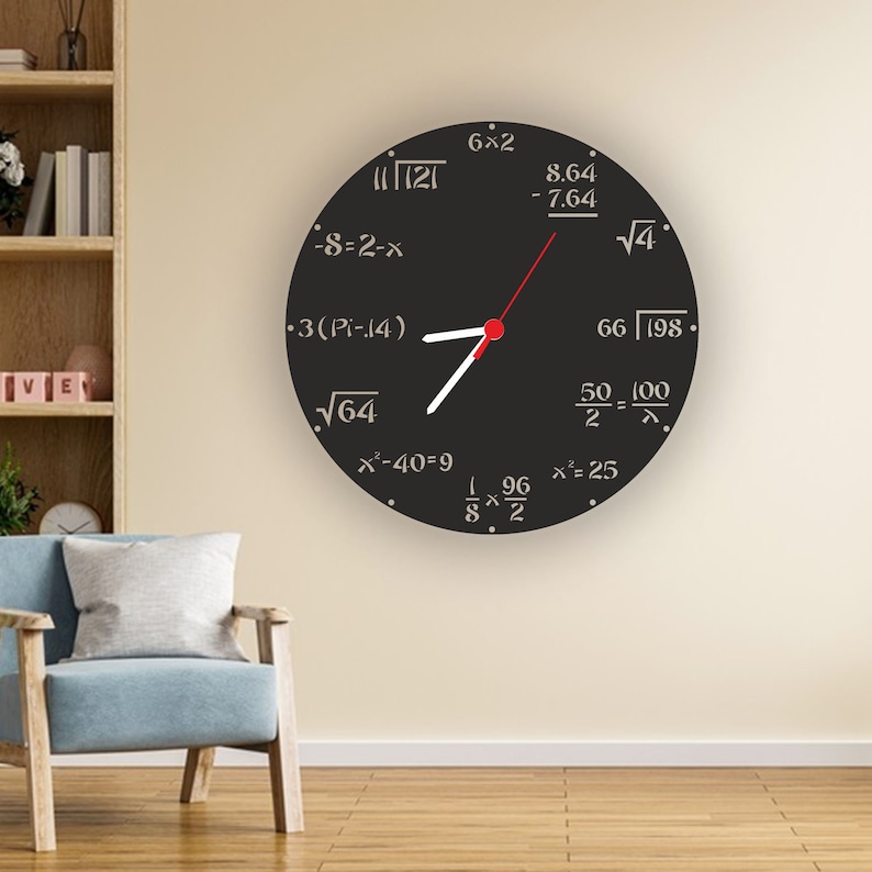 Mathematics Wall Clock, Math Lover Decor, Geeky Wall Art, Unique Gift ...