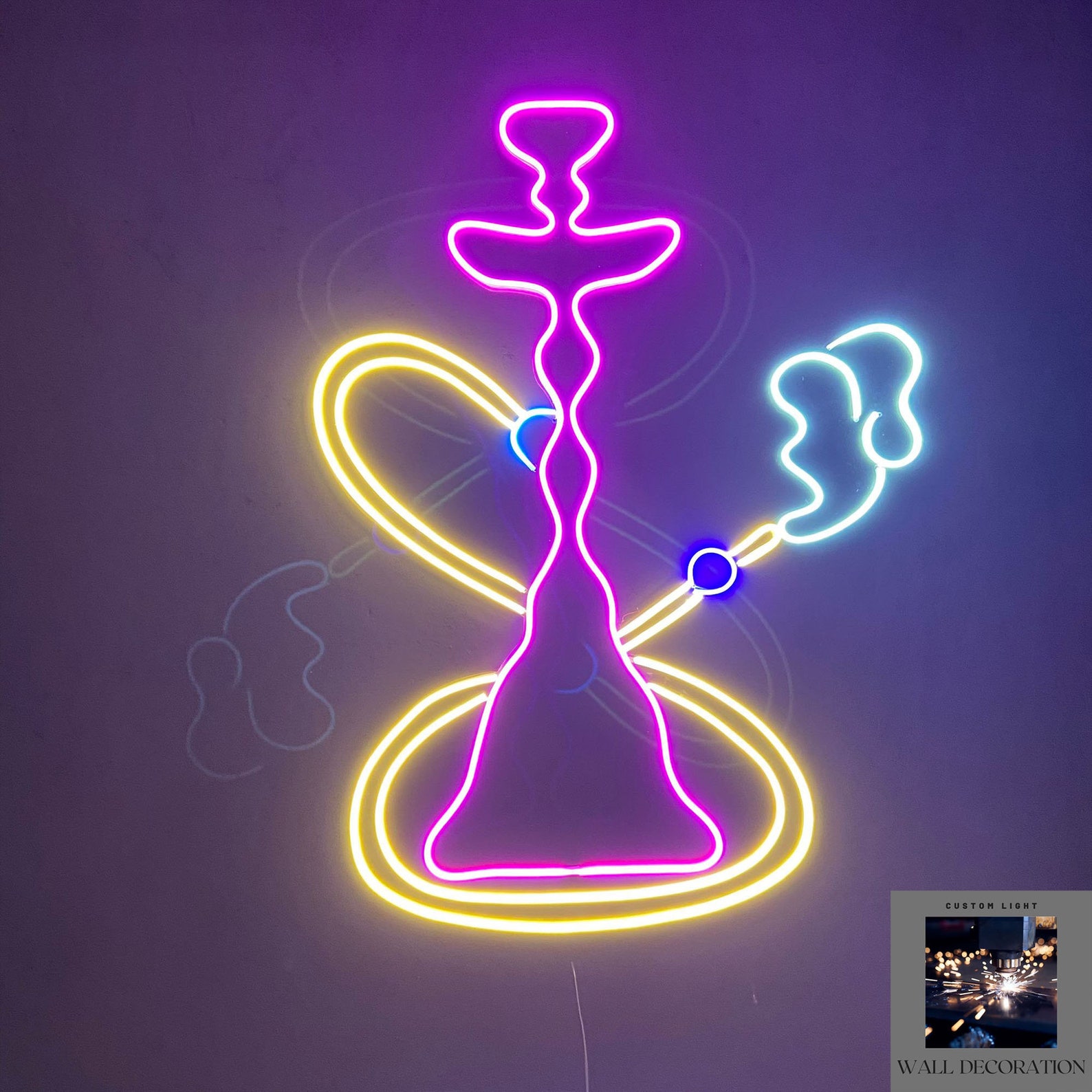 Hookah Neon Sign, Hookah Neon Led Sign, Colorful Neon Sign, Cafe Neon ...