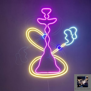 Hookah Neon Sign, Hookah Neon Led Sign, Colorful Neon Sign, Cafe Neon ...