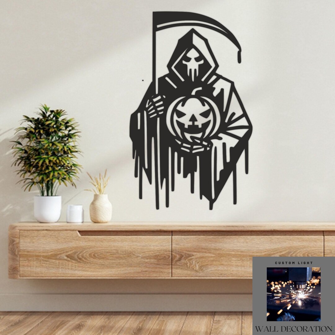 Metal Gothic Pumpkin Wall Hanging Spooky Halloween Wall Art Decor ...