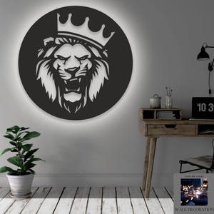Lion Head Metal Led Illuminated Wall Decoration,metal Sign With Led ...
