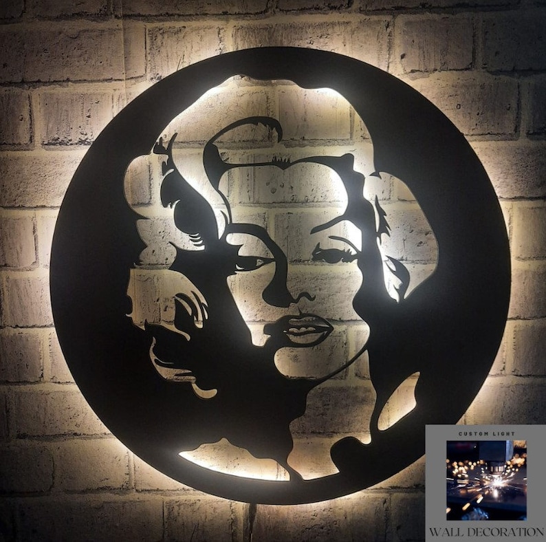 Marilyn Monroe Led Lighted Wall Art, Metal Sign With Led Lights ...