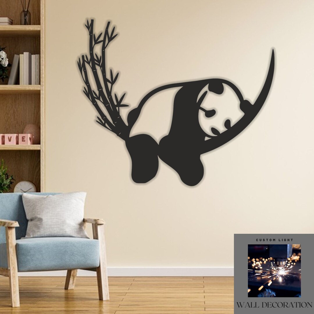Sleeping Panda Metal Wall Decor, Metal Wall Art, Metal Panda Decor ...