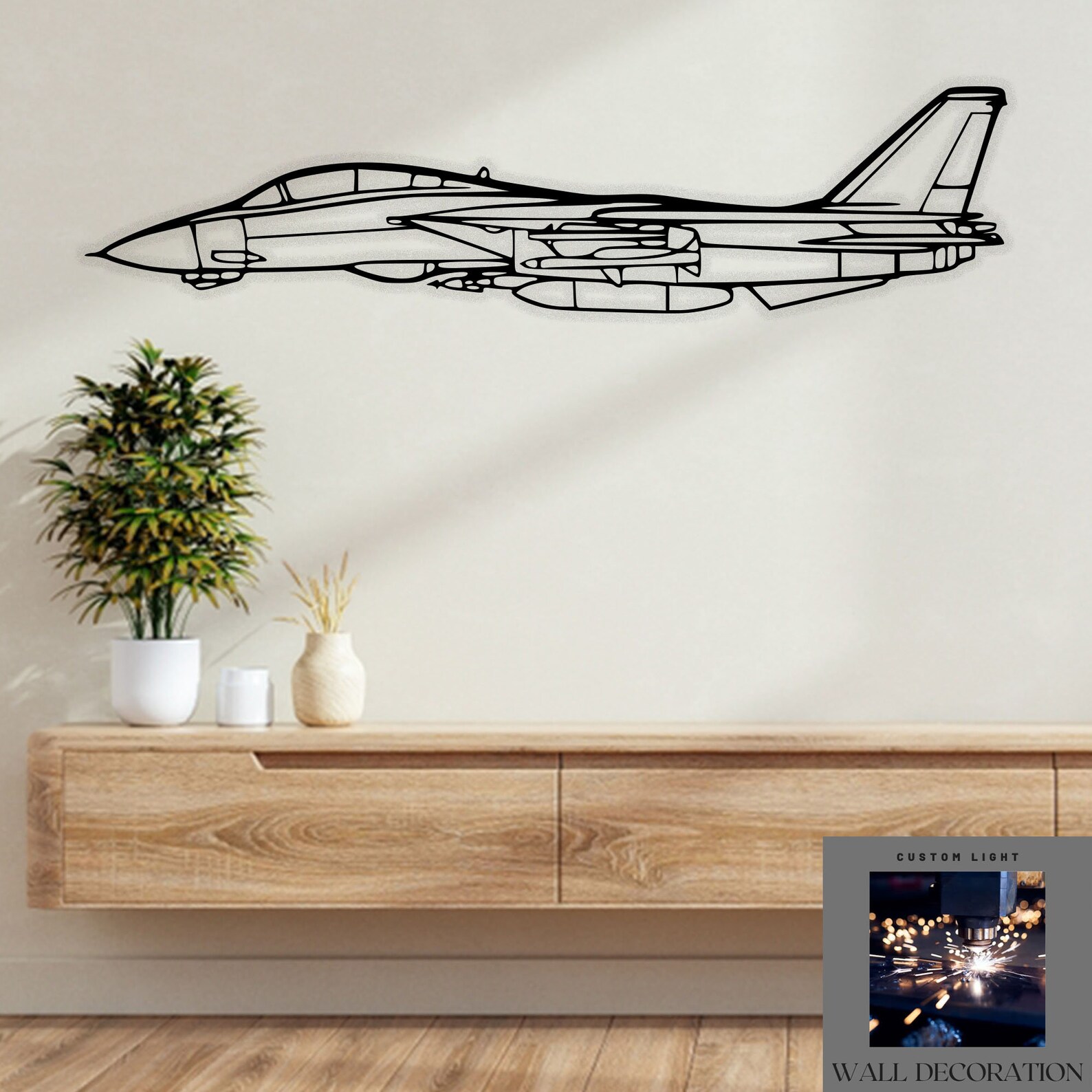 F-14 Tomcat Silhouette Metal Wall Art, Gifts,metal Plane Wall ...