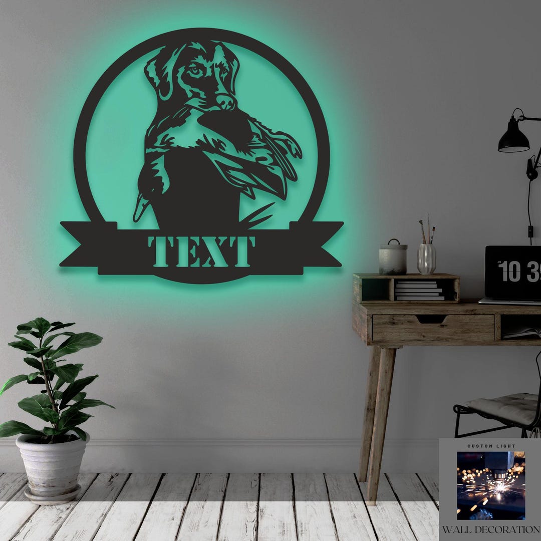 Personalized Hunting Dog Duck Metal Wall Art LED Light - Etsy
