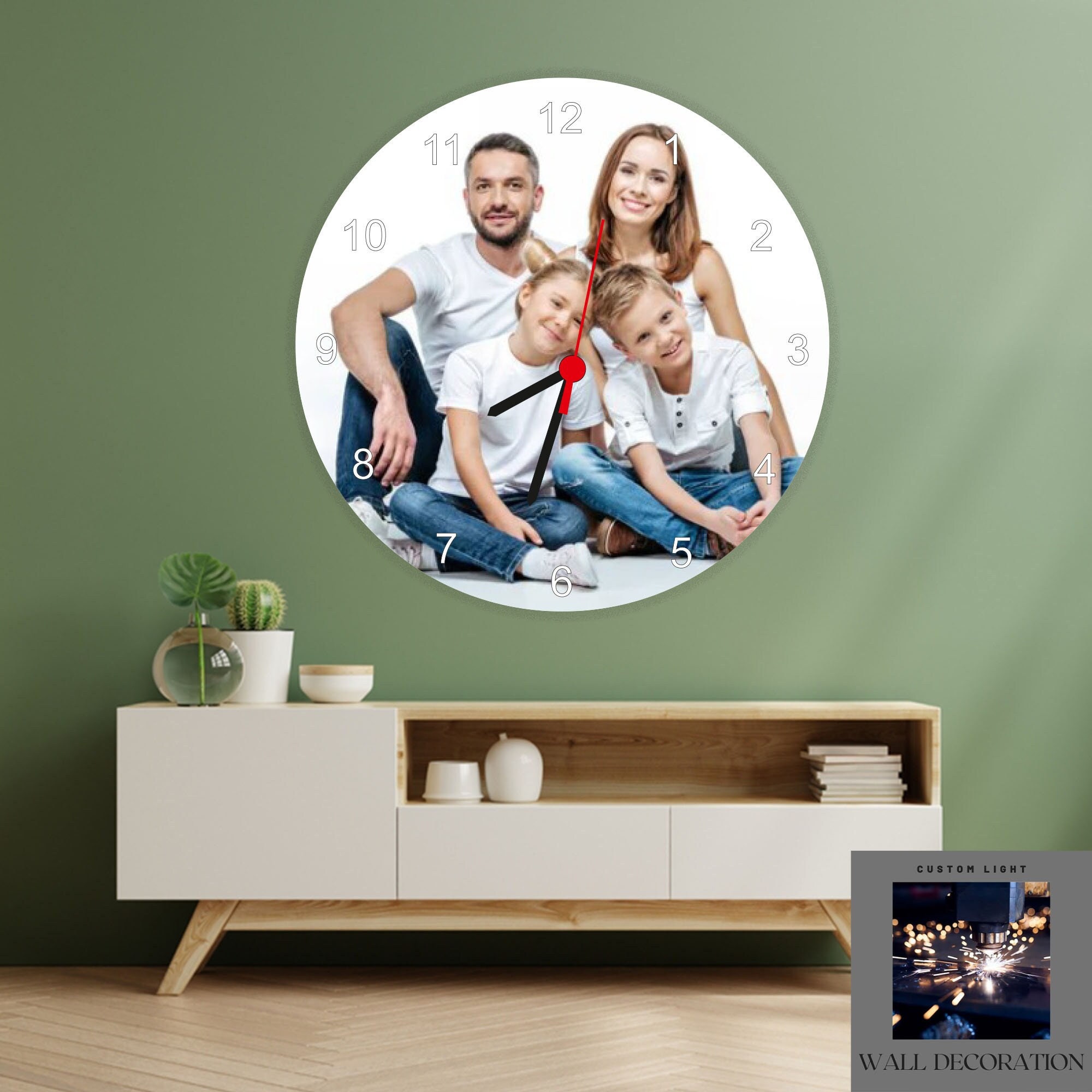 Custom Photo Wall Clock, Plexiglass Pet Wall Clock, Personalized Clock ...