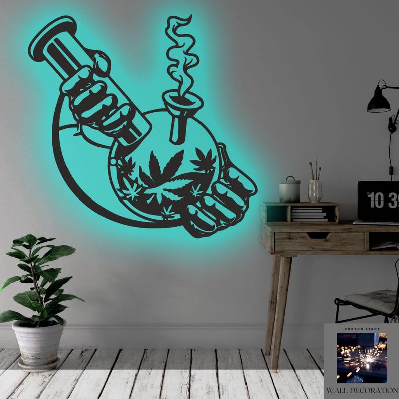Metal Weed Bong LED Sign, Hippie Home Decor - Etsy