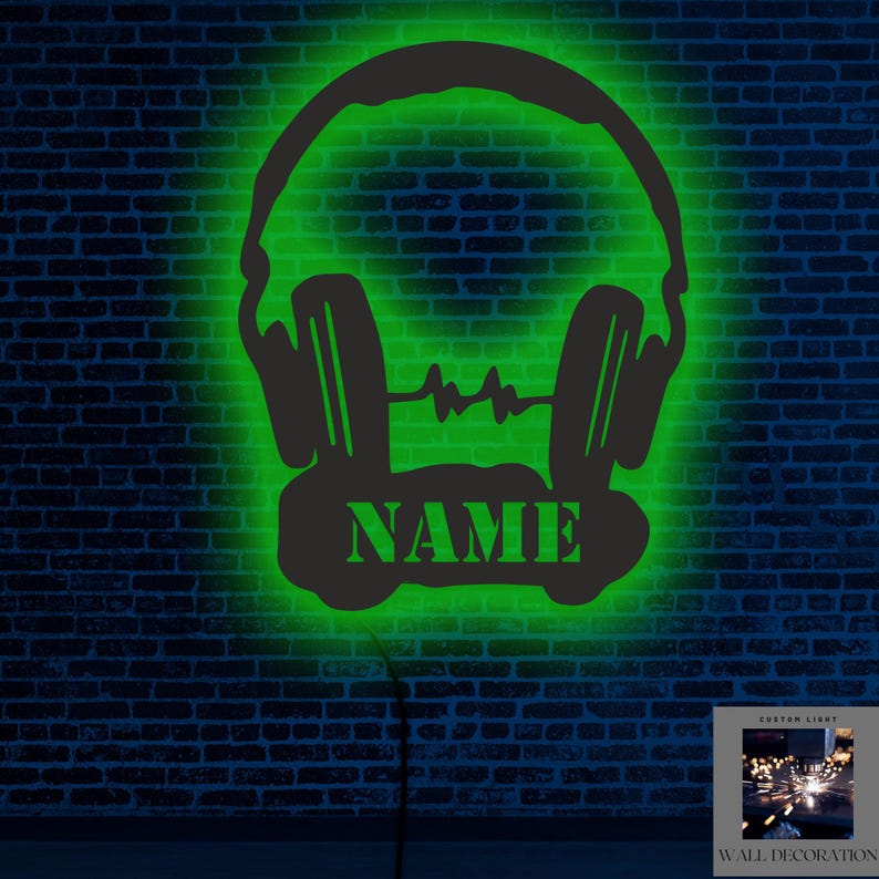 Custom Headphone Metal Wall Art With LED Lights: Gamer/dj Decor - Etsy
