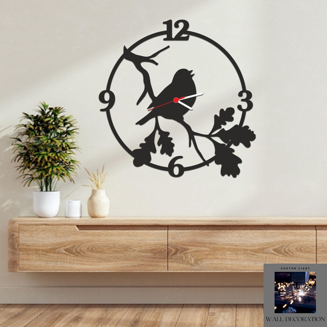 Bird & Tree Metal Wall Clock: Nature-inspired Home Decor - Etsy