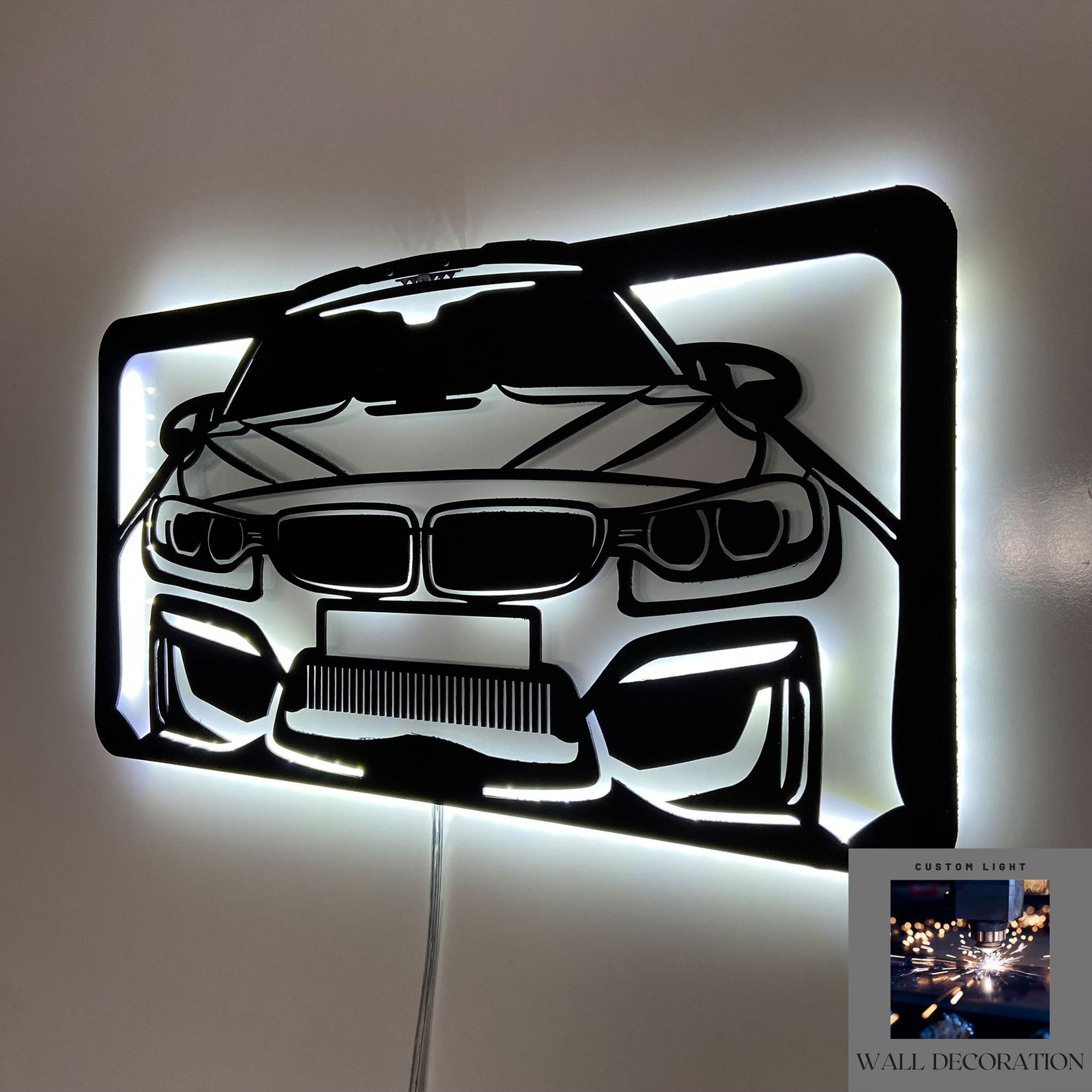 Personalized LED BMW M4 Metal Car Silhouette - Custom Wall Art - Etsy