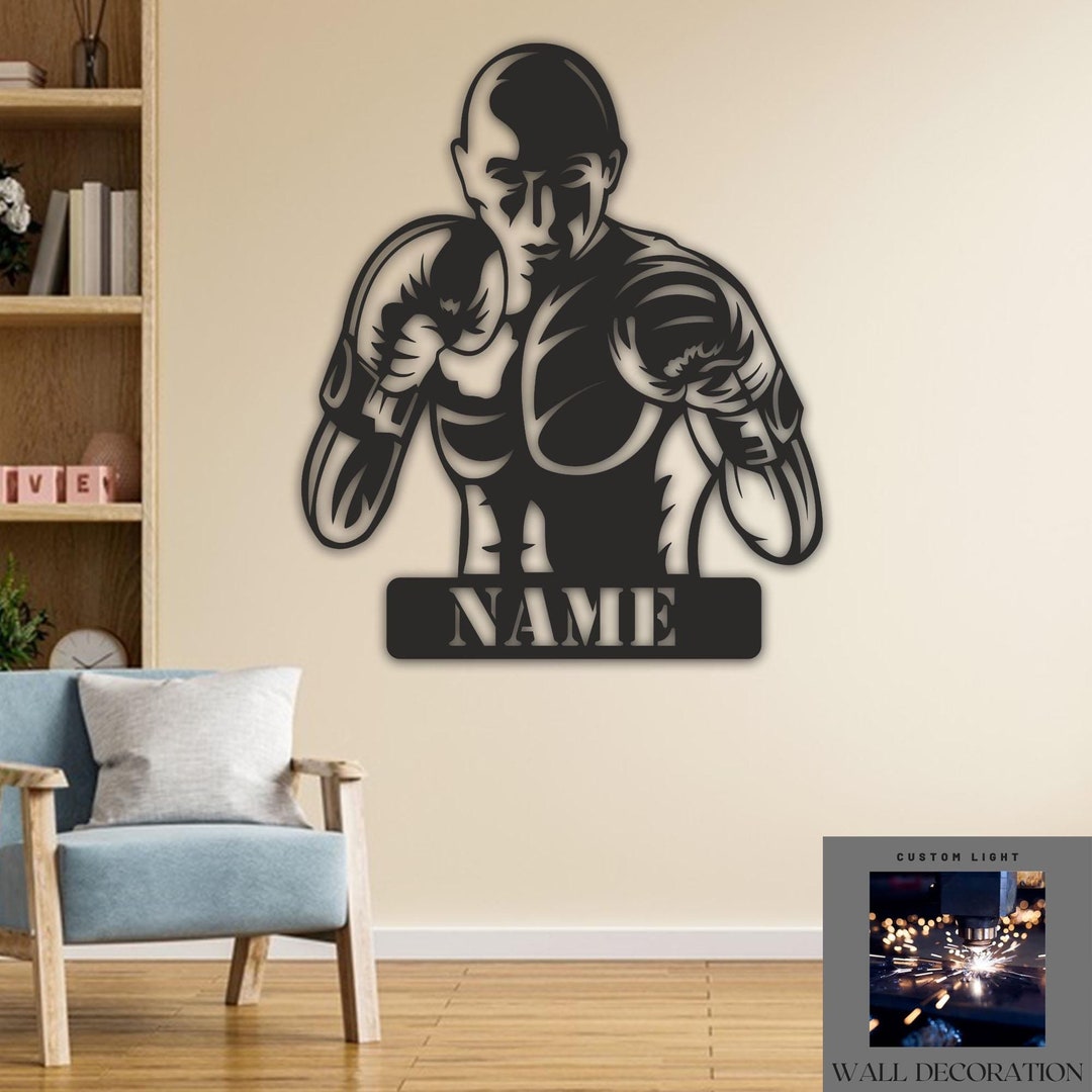 Personalized Kickboxing Monogram Metal Sign Art, Custom Kickboxing ...
