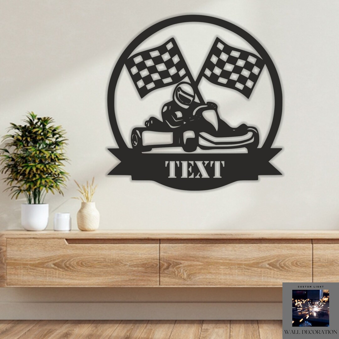 Custom Racing Metal Sign, Personalized Go Kart Sign, Go Kart Name Sign ...