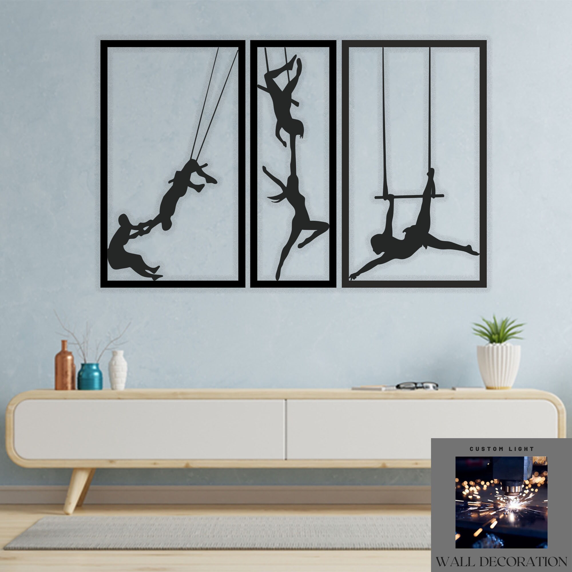 Circus Acrobats Show Metal Wall Art, Geometric Acrobatics Wall Decor ...