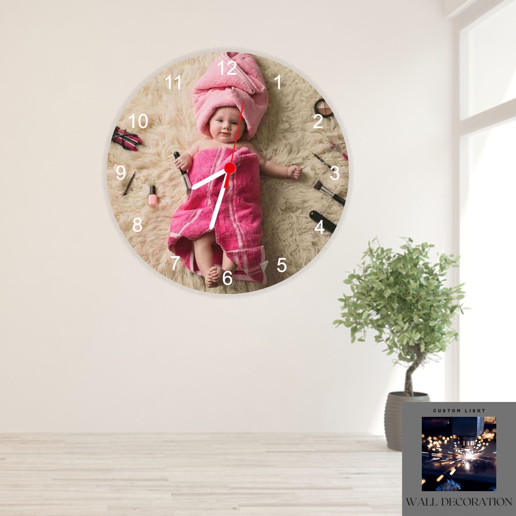 Custom Photo Wall Clock, Plexiglass Pet Wall Clock, Personalized Clock ...
