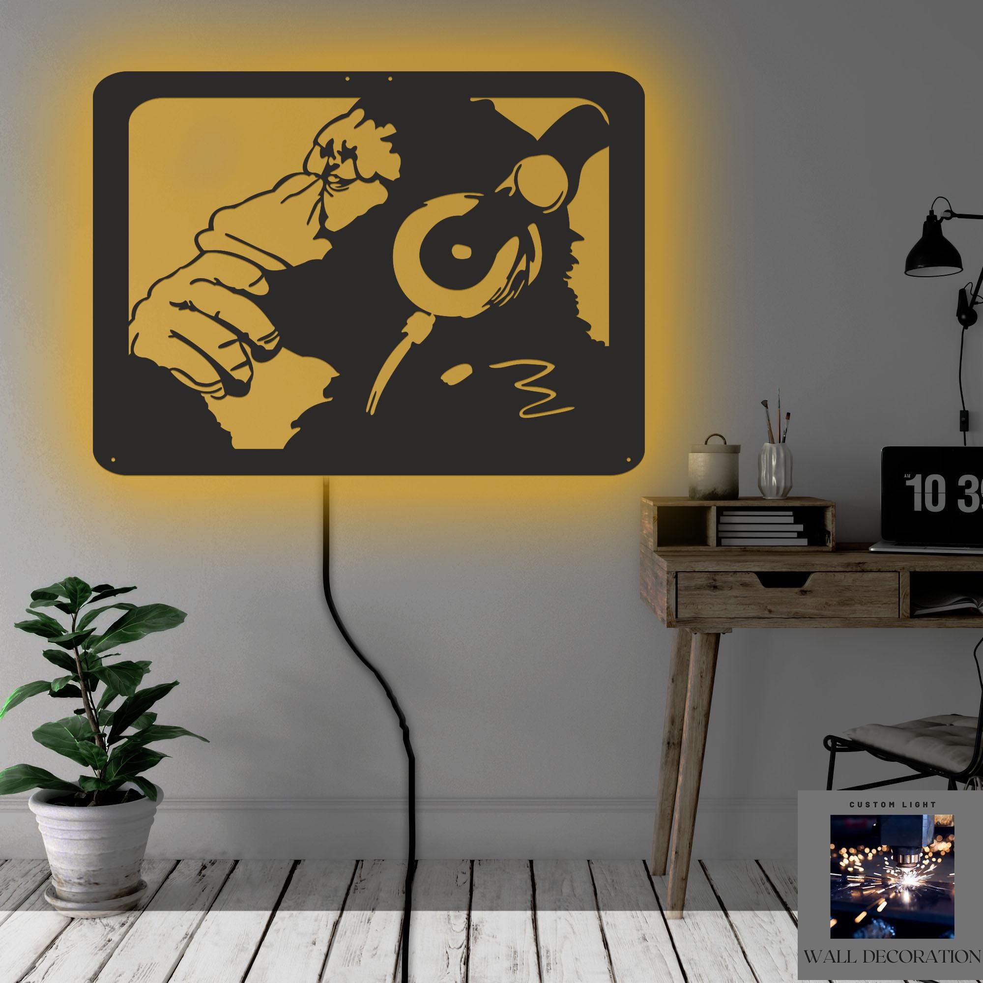 Retro Metal Monkey LED Sign: Music Room Wall Art - Etsy