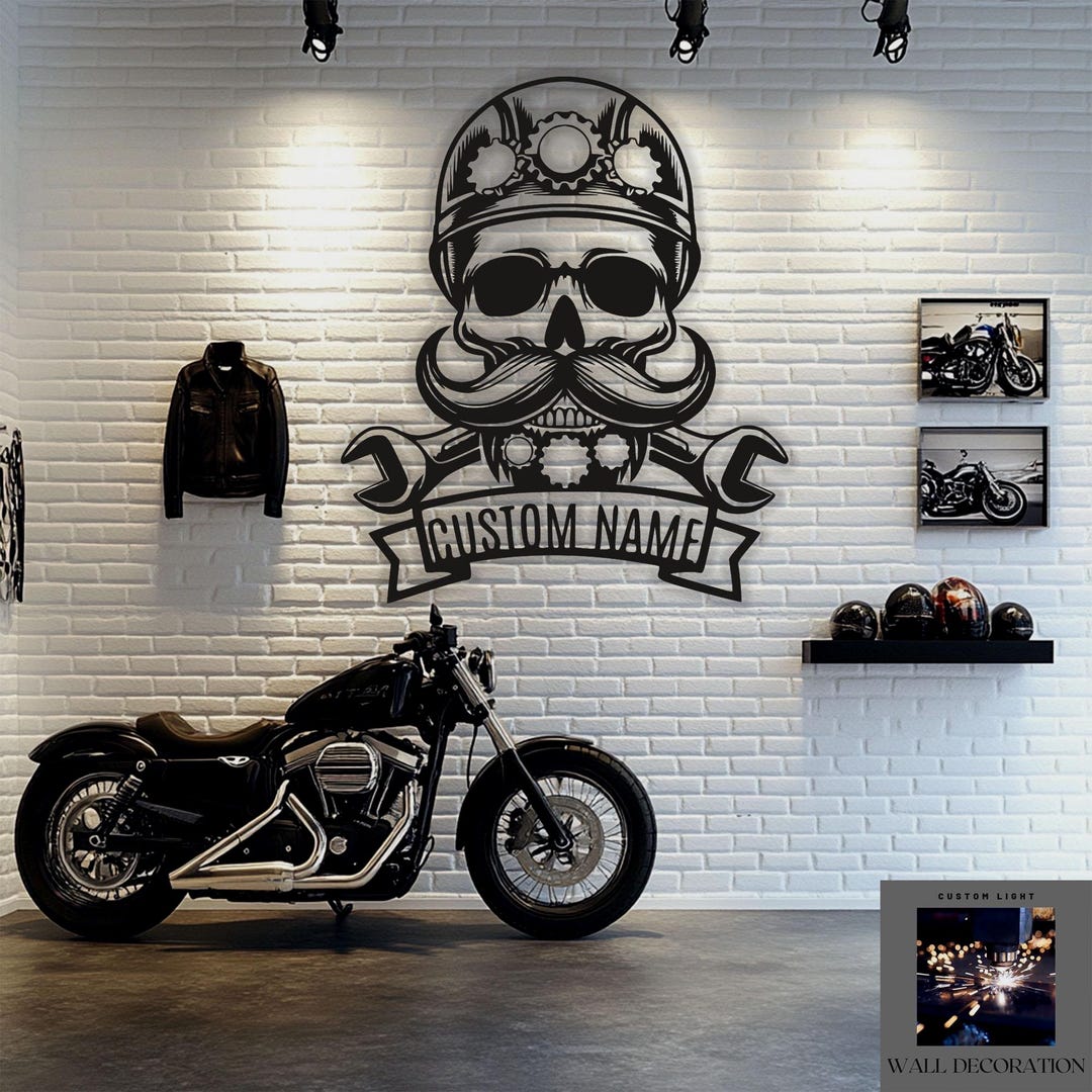 Custom Garage Skull Metal Sign: Personalized Mechanic Decor - Etsy