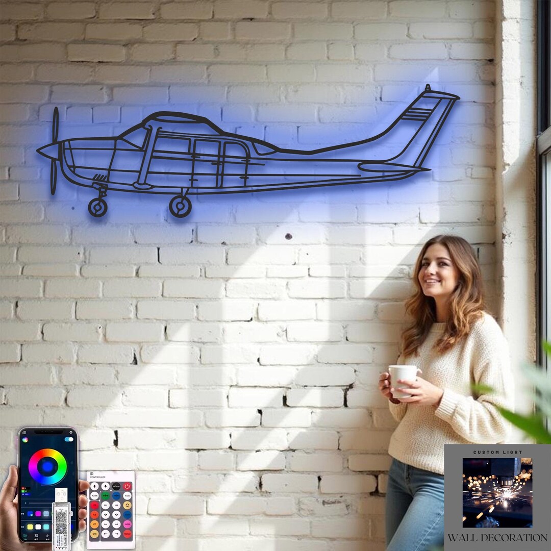 206 Airplane RGB LED Metal Wall Art: Modern Aviation Decor - Etsy