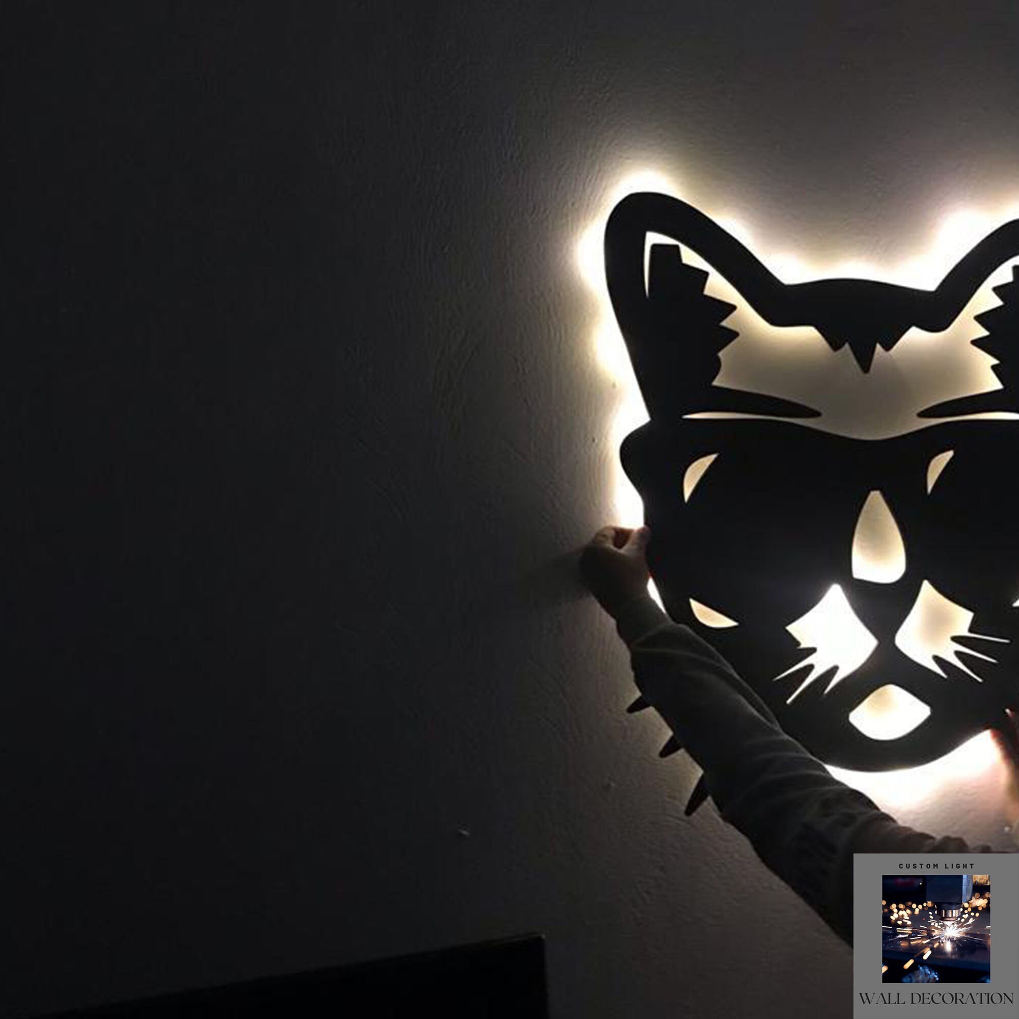 Illuminated Metal Cat Wall Art: LED Lighted Animal Decor - Etsy
