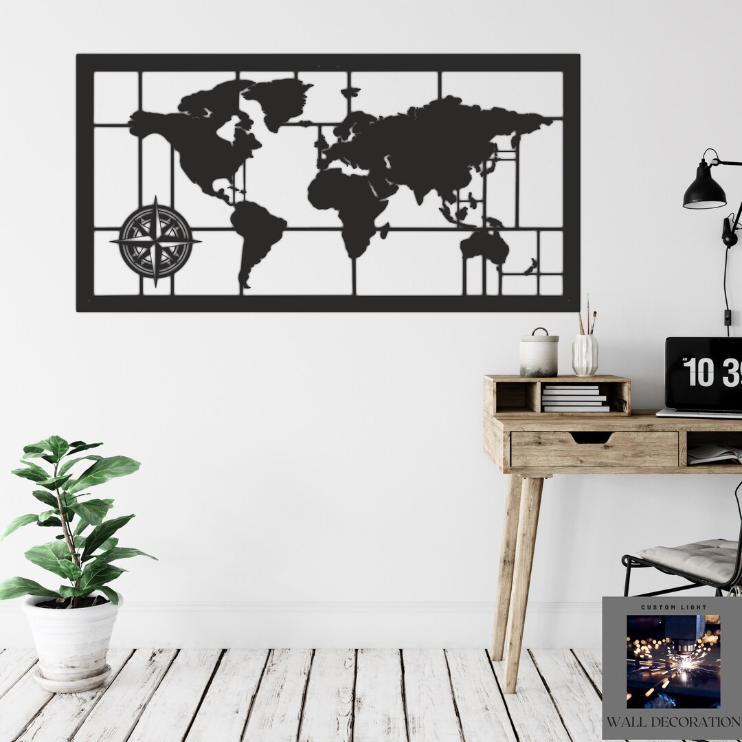 Metal World Map RGB Led Illuminated, Led Wall Art,metal World Map ...