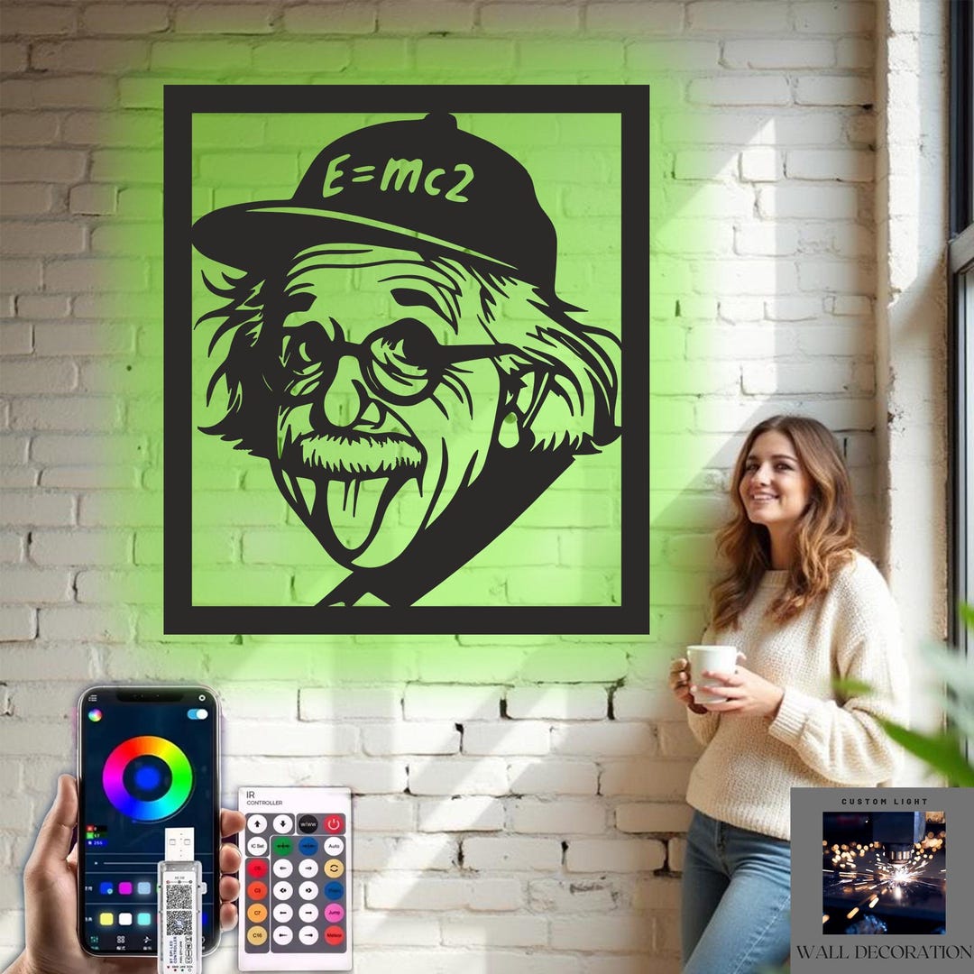 Einstein RGB LED Metal Wall Decor With Remote Control – Modern Science ...