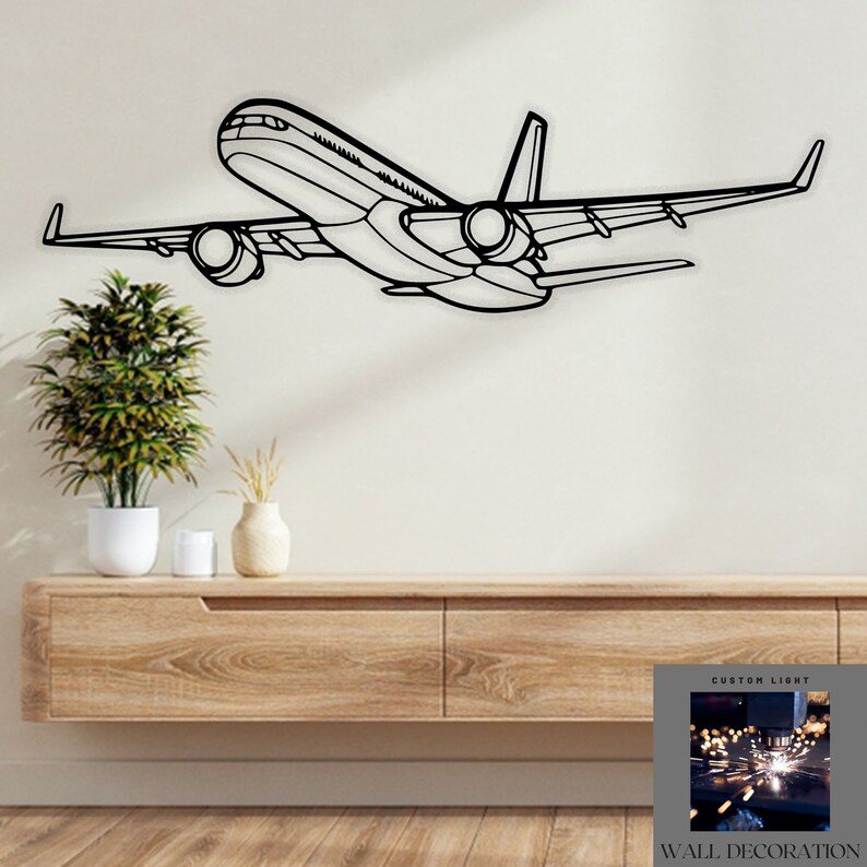 757-200 Angle Aircraft Silhouette Metal Wall Art, Gifts, Metal Plane ...