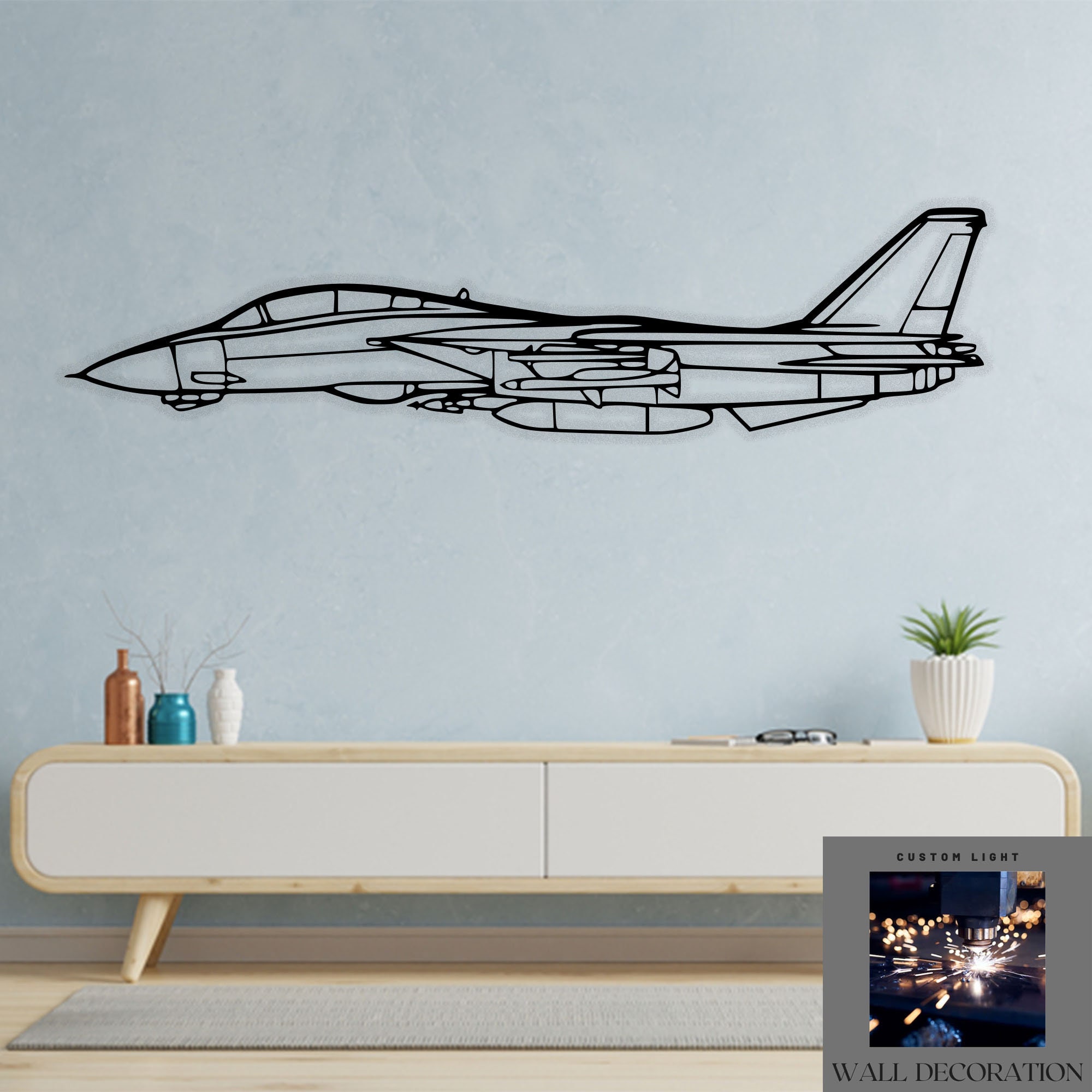 F-14 Tomcat Silhouette Metal Wall Art, Gifts,metal Plane Wall ...