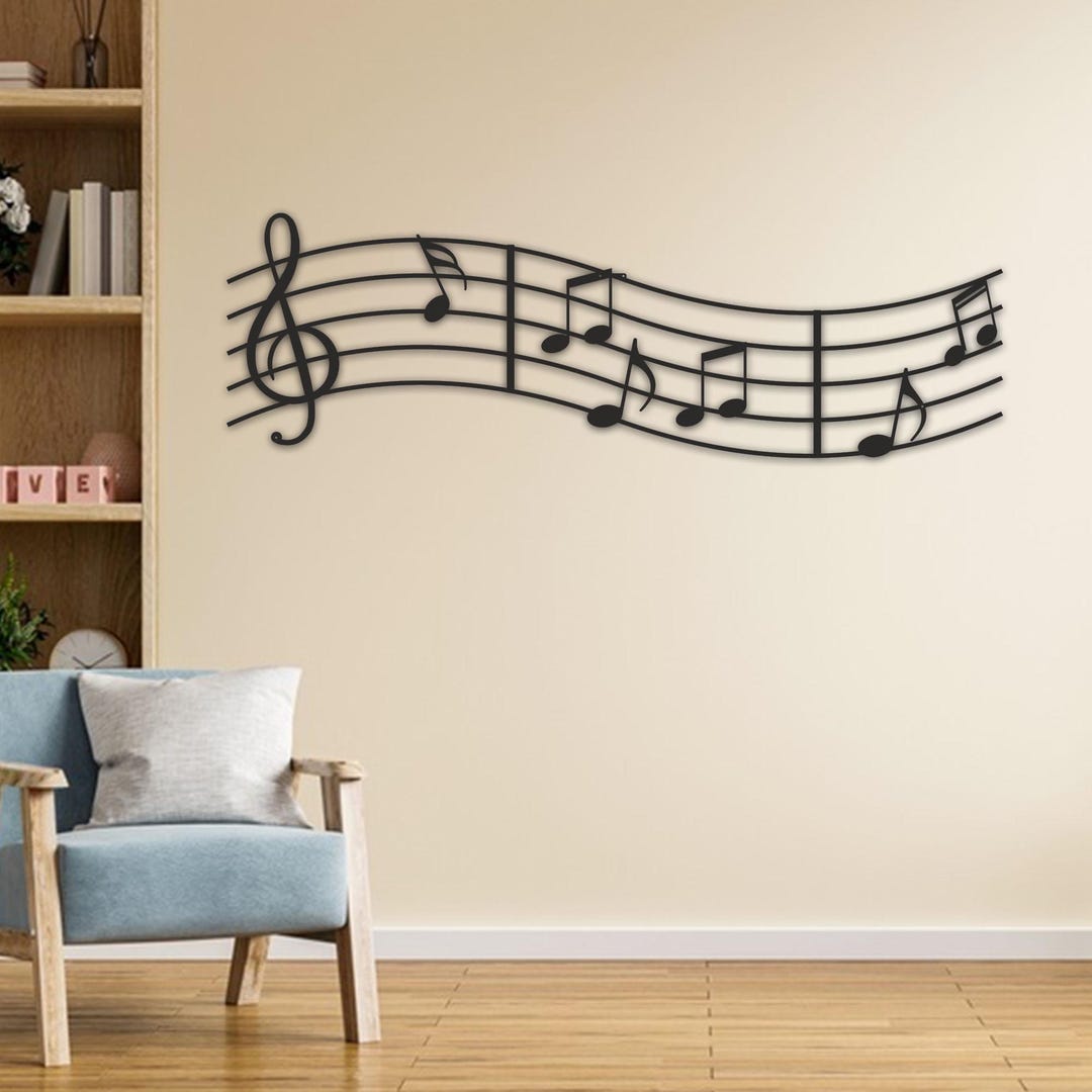 Treble Clef Music Notes Wall Art Print - Vibrant Abstract Music Note ...