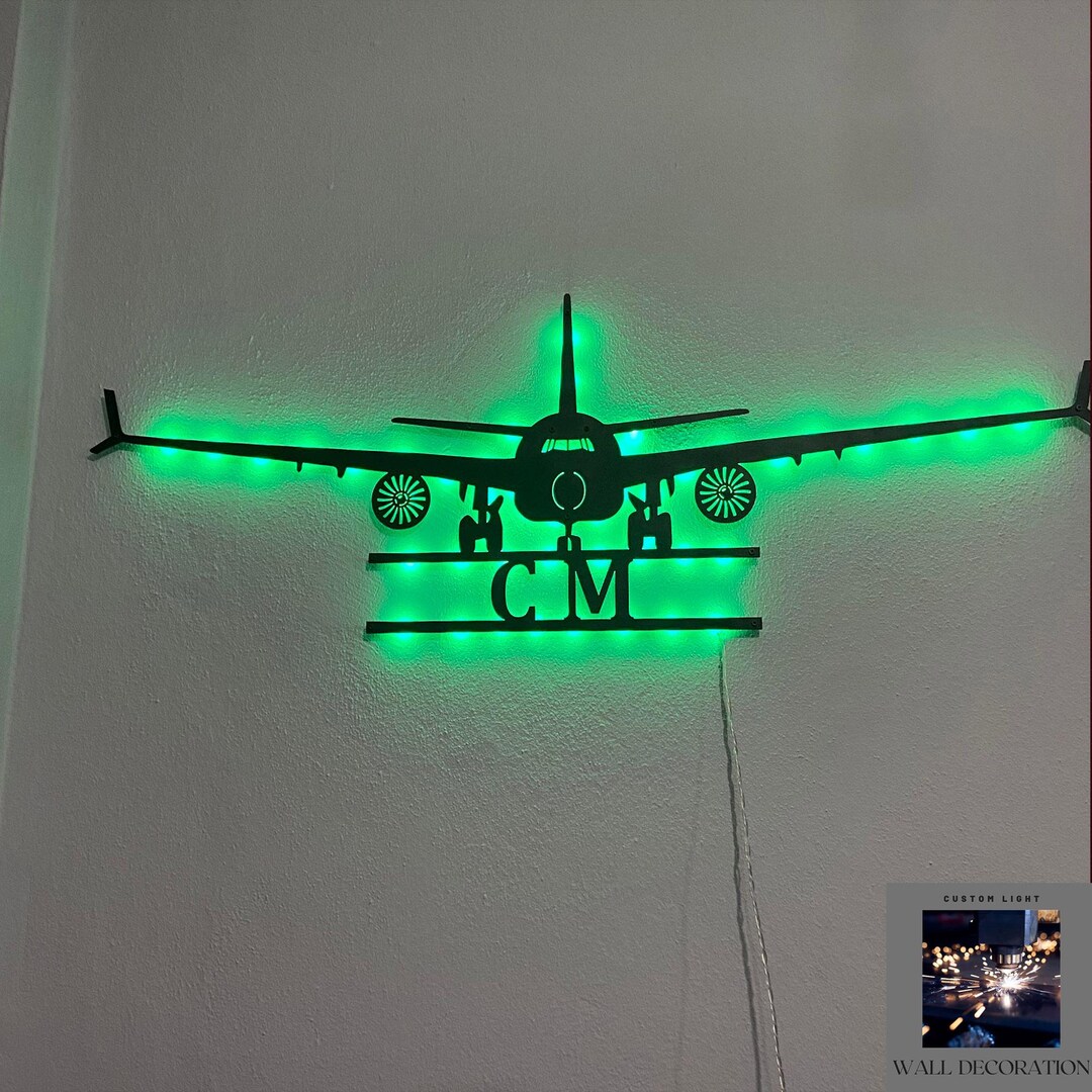 Personalized Airplane RGB LED Metal Wall Decor: Aviation Gift - Etsy Canada